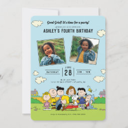 Charlie Brown and Gang Birthday Photo Invitation | Zazzle