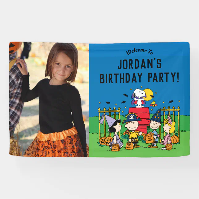 Charlie Brown and Gang Halloween Birthday Party Banner | Zazzle