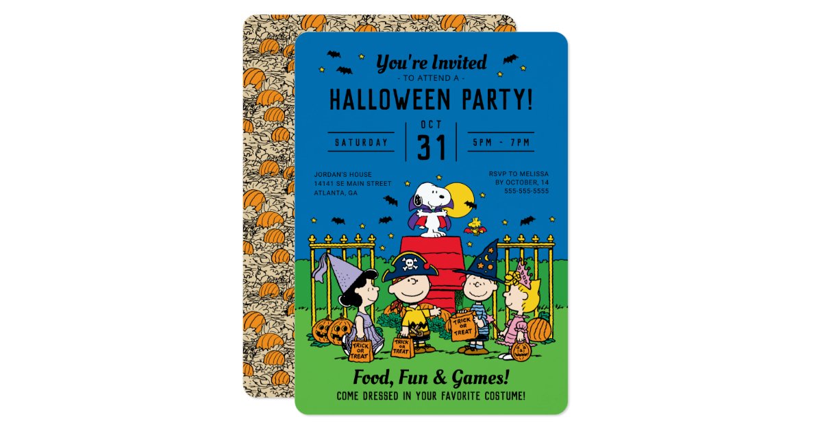 Charlie Brown and Gang Halloween Party Invitation | Zazzle.com