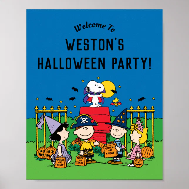 Charlie Brown and Gang Halloween Party Poster | Zazzle