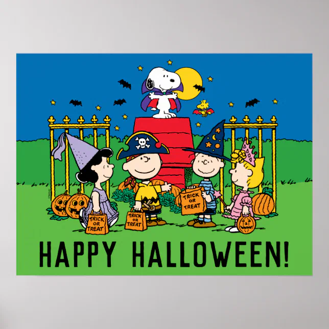 Charlie Brown and Gang Halloween Party Poster | Zazzle