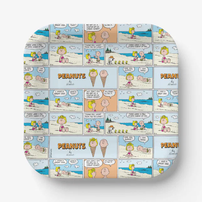 Charlie Brown & Sally Ice Cream At The Beach Paper Plates | Zazzle