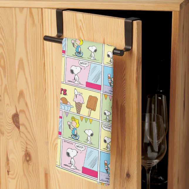 Charlie Brown, Snoopy & Sally | Ice Cream Kitchen Towel | Zazzle