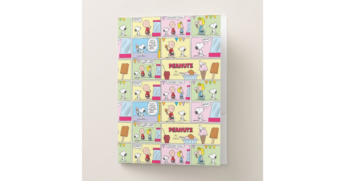 Charlie Brown, Snoopy & Sally | Ice Cream Pocket Folder | Zazzle