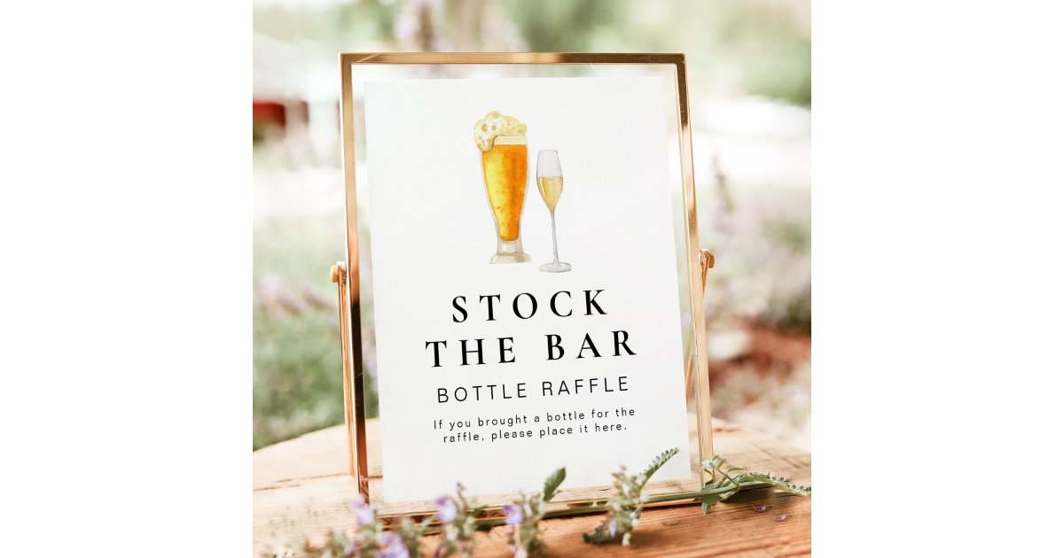 CHARLIE Stock The Bar Bottle Raffle Sign | Zazzle