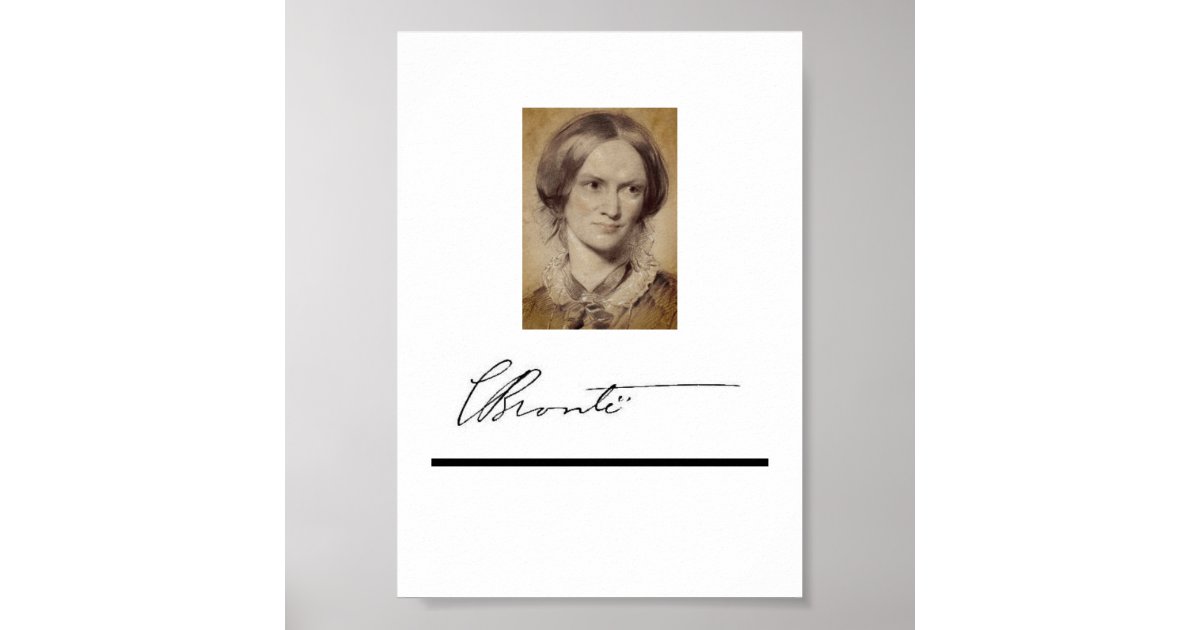 Charlotte Brontë portrait and signature Poster | Zazzle