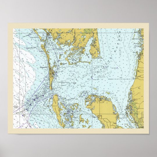 Charlotte Harbor Florida Nautical Map Poster | Zazzle.com