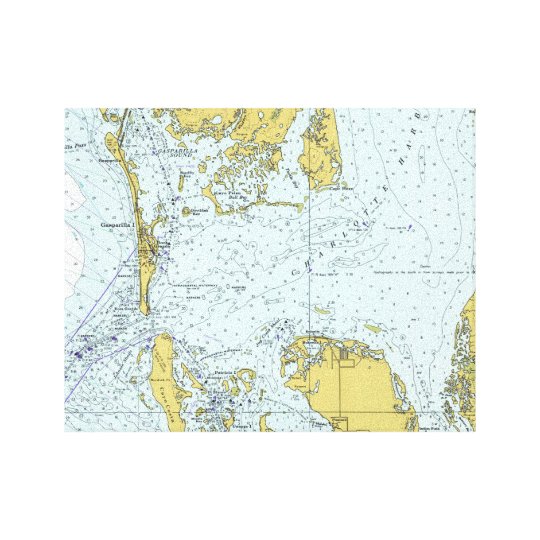 Charlotte Harbor Florida Vintage Nautical Map Canvas Print | Zazzle.com