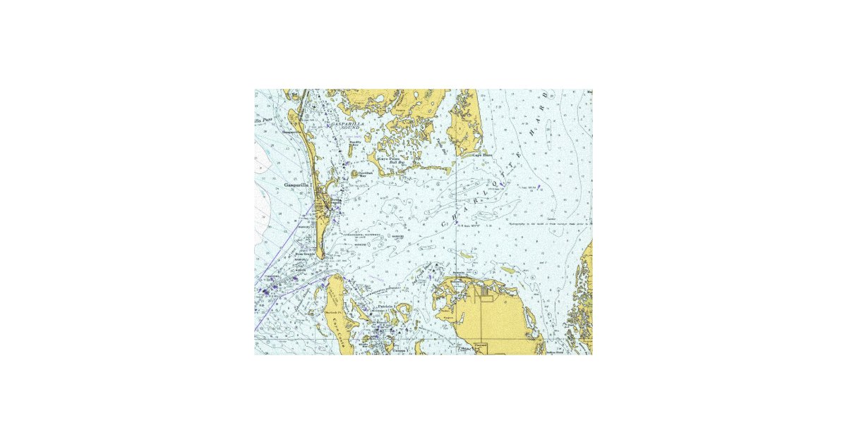 Charlotte Harbor Florida Vintage Nautical Map Canvas Print | Zazzle.com