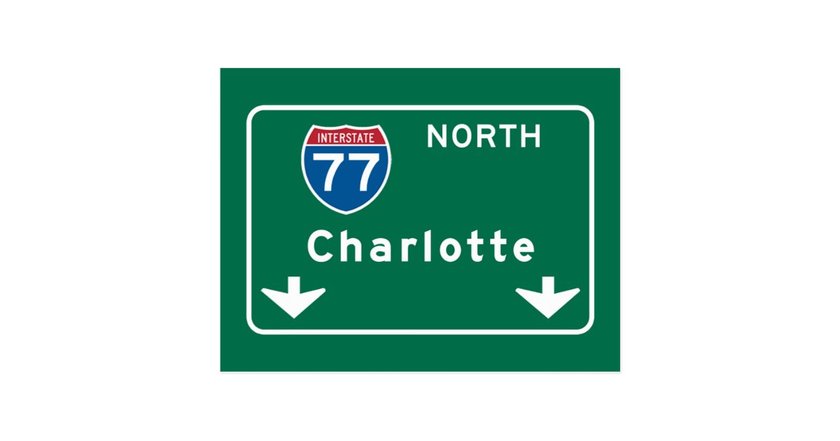 Charlotte, NC Road Sign Postcard | Zazzle.com