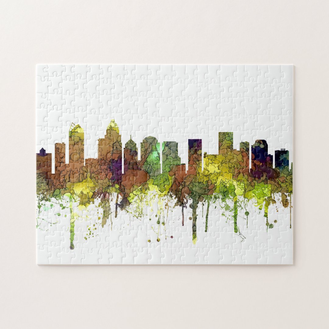 Charlotte NC Skyline SG Safari Buff Jigsaw Puzzle | Zazzle