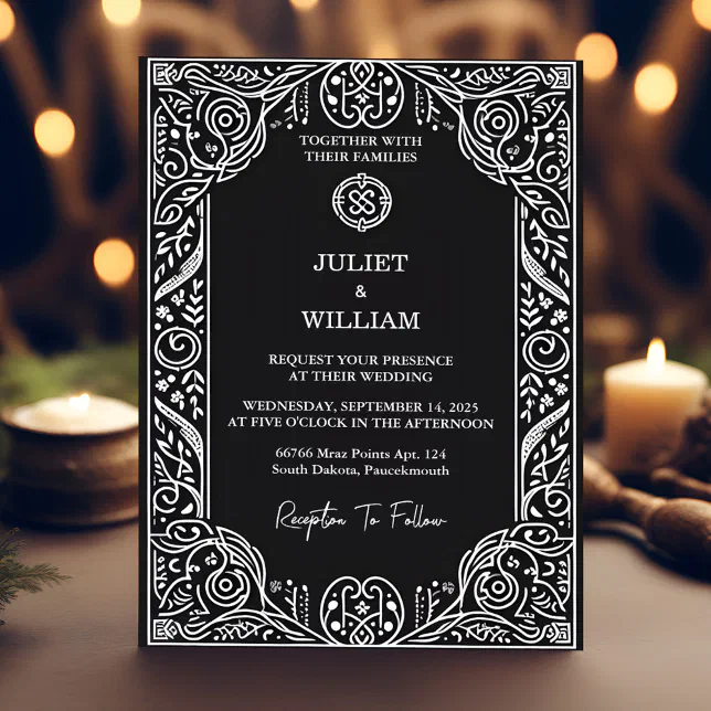 Charm Celtic Nordic Medieval Scroll Viking Wedding Invitation | Zazzle