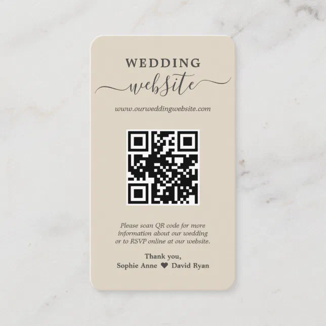 Charm QR Code Photo Wedding Website Enclosure Card | Zazzle