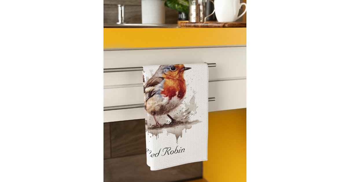 Charming Backyard Robin, custom Kitchen Towel | Zazzle