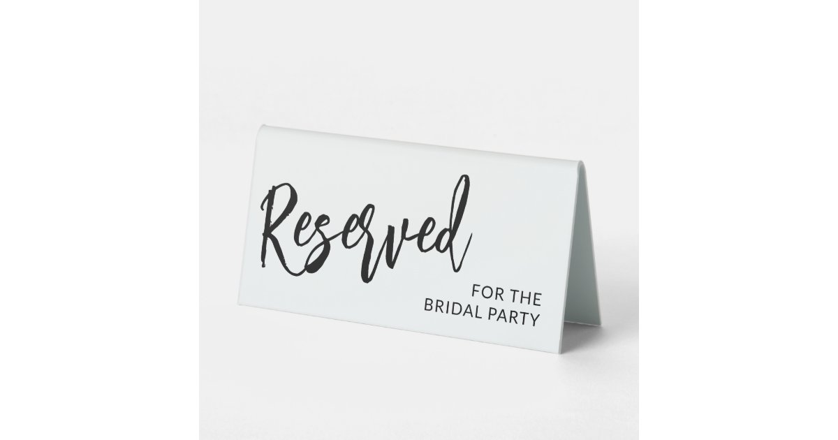 Charming Black Calligraphy Wedding Reserved Table Tent Sign | Zazzle
