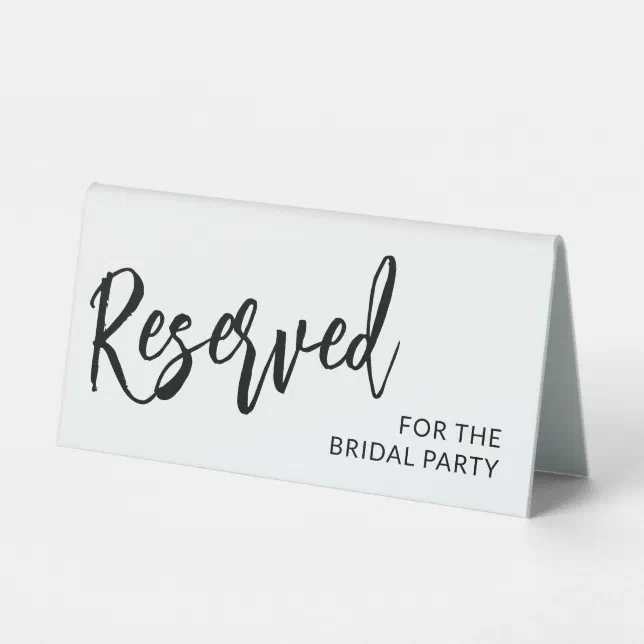 Charming Black Calligraphy Wedding Reserved Table Tent Sign | Zazzle