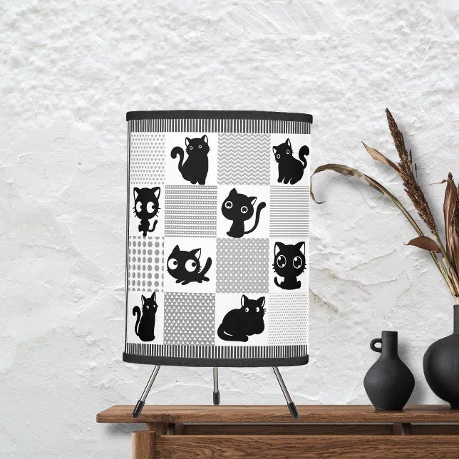Charming Black Cat Silhouettes Tripod Lamp | Zazzle