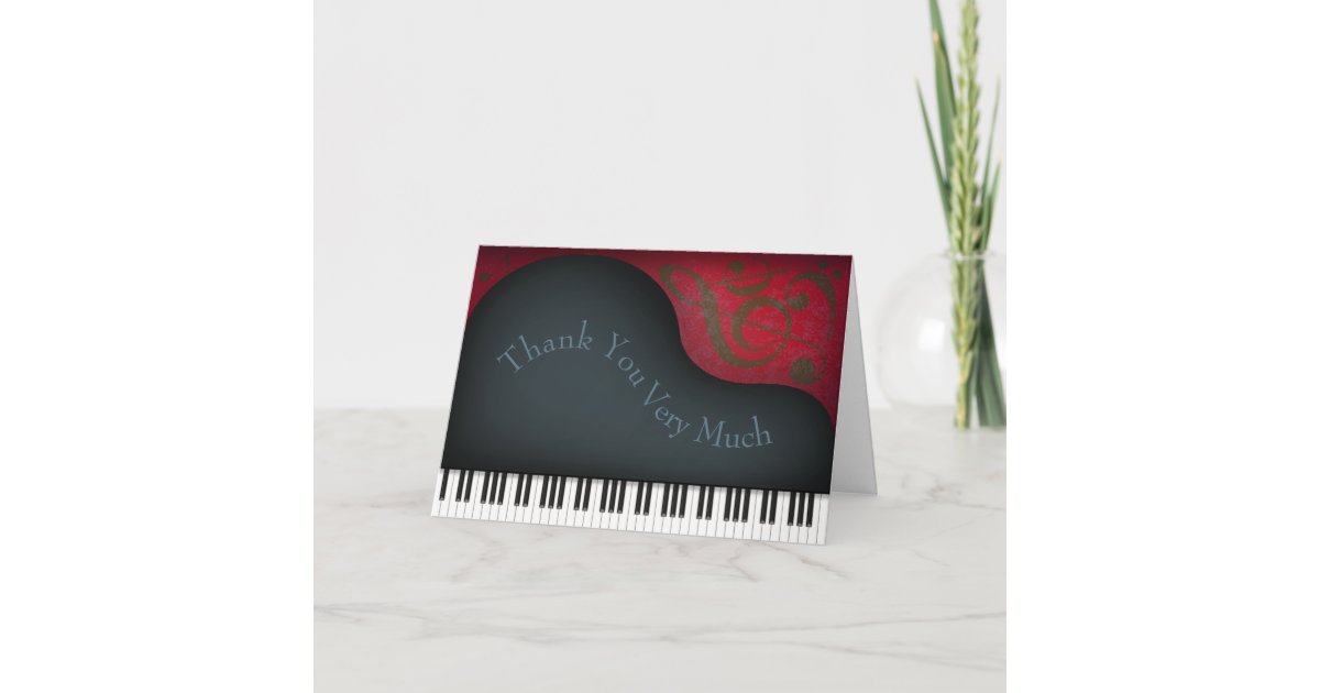 Charming Black Grand Piano Personalized Musician Thank You Card | Zazzle