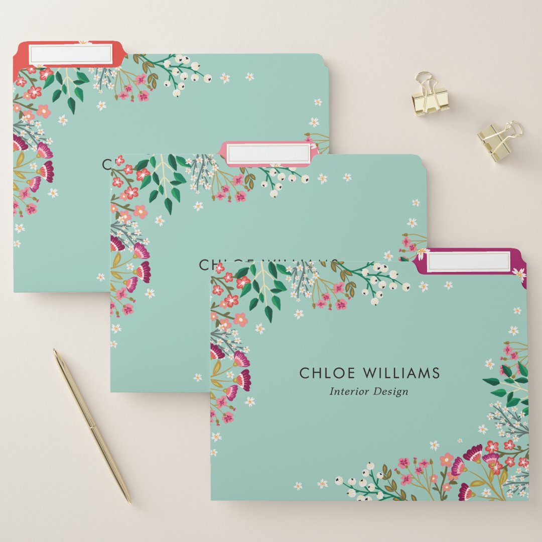 Charming Boho Wildflowers - Name File Folder | Zazzle