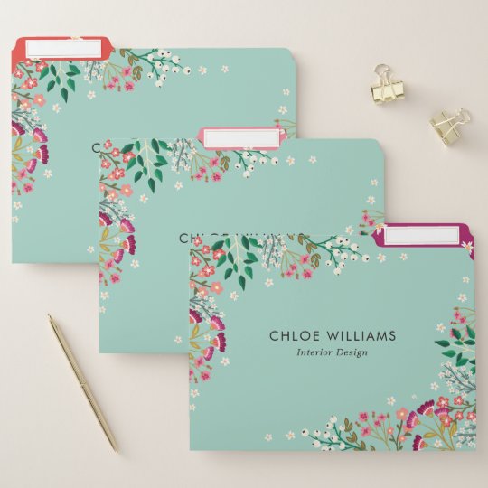 Charming Boho Wildflowers - Name File Folder | Zazzle.com