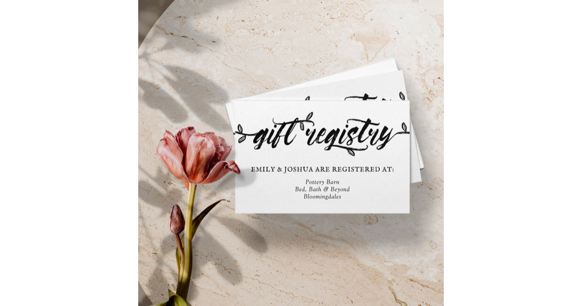 Charming Brush Script Calligraphy Gift Registry Enclosure Card | Zazzle