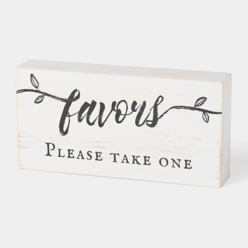 Charming Brush Script Favors Wooden Box Sign | Zazzle
