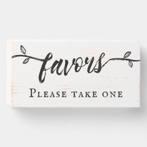 Charming Brush Script Favors Wooden Box Sign | Zazzle