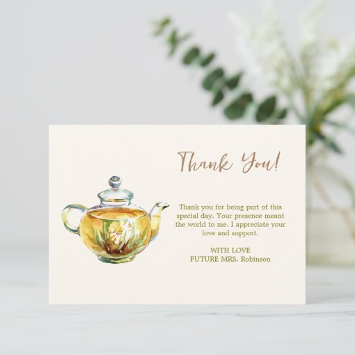 CHARMING Camomile Bridal Tea Party Thank You Card | Zazzle