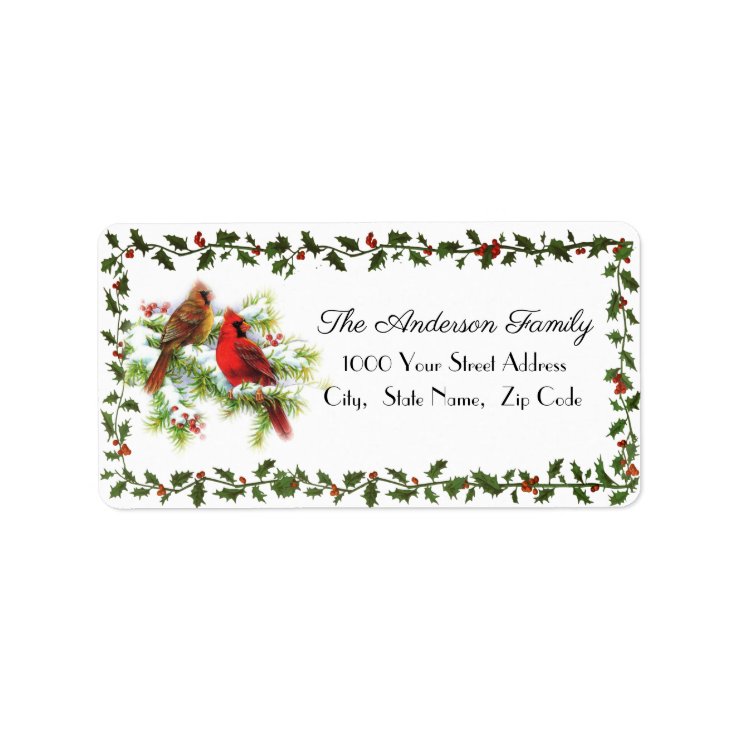 Charming Cardinal Couple Return Address Label | Zazzle