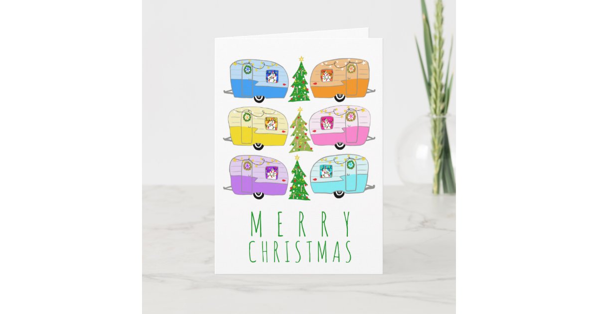 Charming Christmas Camper Vintage Trailer RV Xmas Card | Zazzle