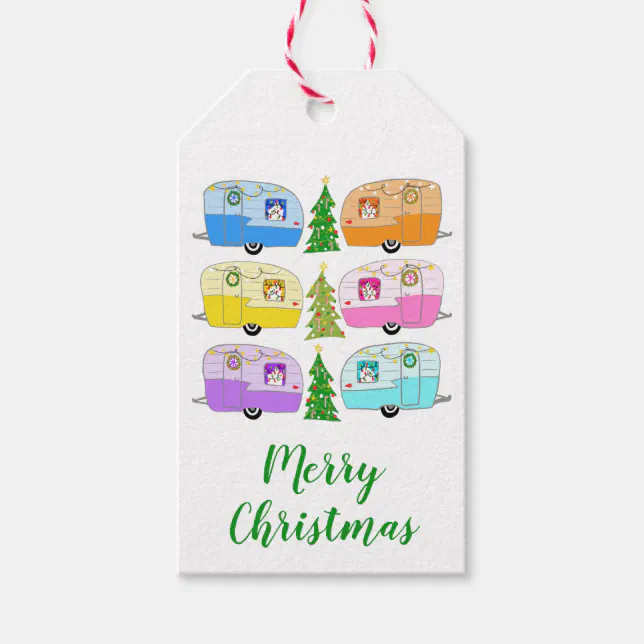 Charming Christmas Camper Vintage Trailer RV Xmas Gift Tags | Zazzle