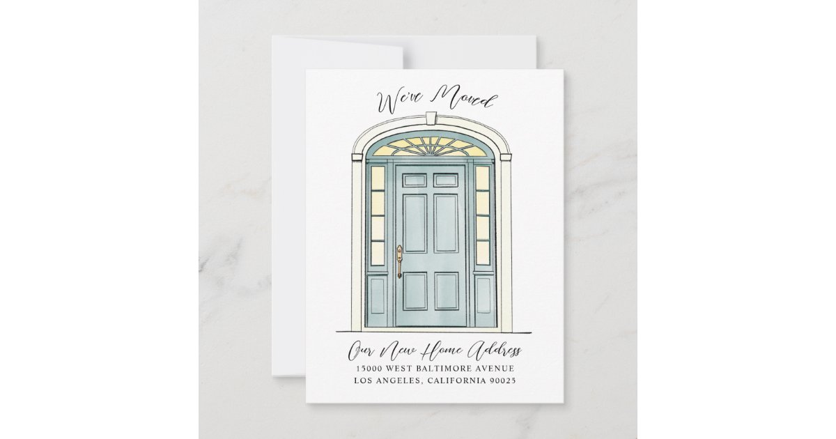 Charming Colonial Door Illustration Moving Announcement | Zazzle