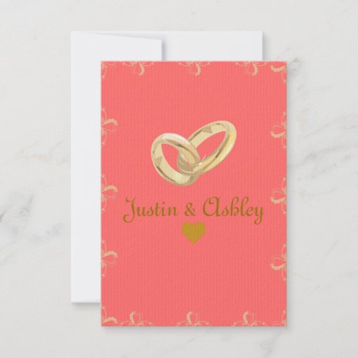 Charming Coral & Gold Wedding Invitation | Zazzle