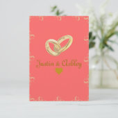 Charming Coral & Gold Wedding Invitation | Zazzle