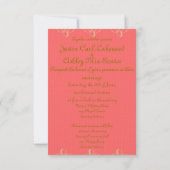 Charming Coral & Gold Wedding Invitation | Zazzle