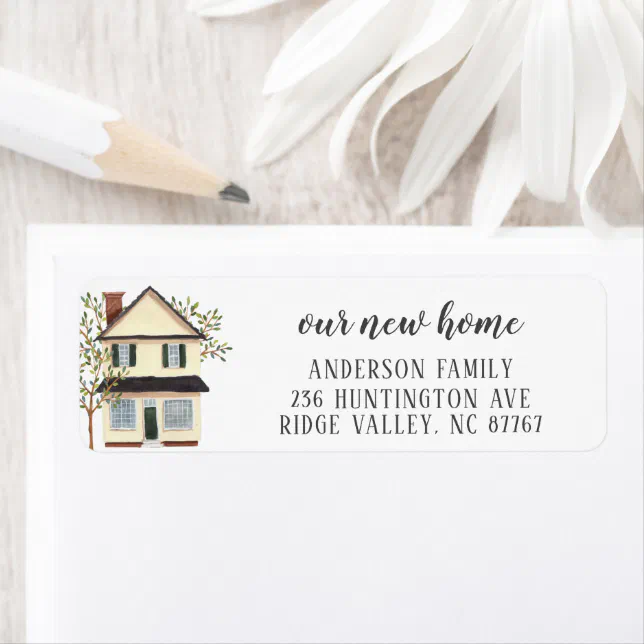 Charming Cream House New Home Address Label | Zazzle