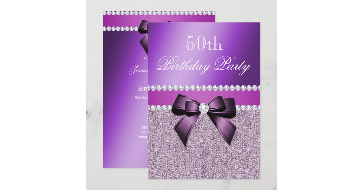 Charming Elegant Purple Birthday Party Invitation | Zazzle