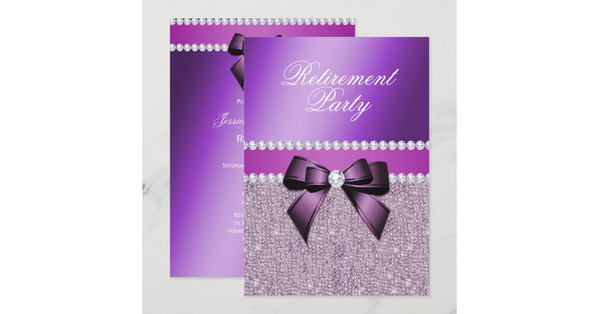 Charming Elegant Purple Retirement Party Invitation | Zazzle