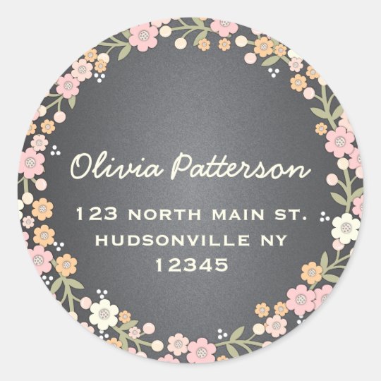 Charming Garden Floral Wreath Address Sticker | Zazzle.com