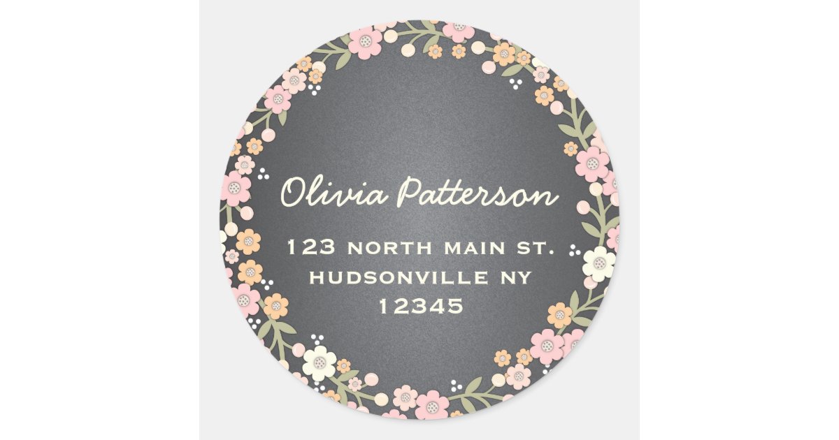 Charming Garden Floral Wreath Address Sticker | Zazzle