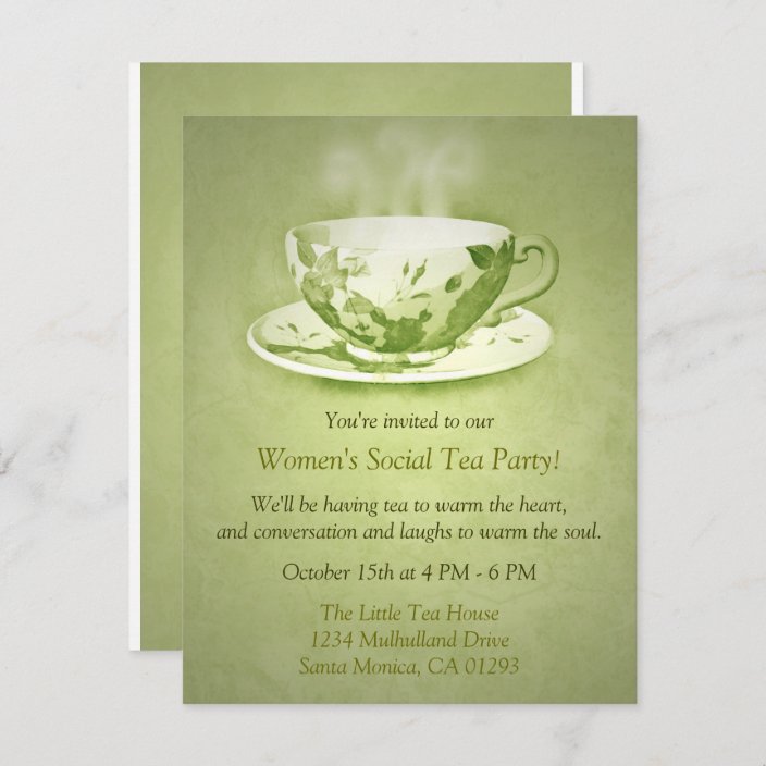 Charming Green Tea Party Invitation | Zazzle.com