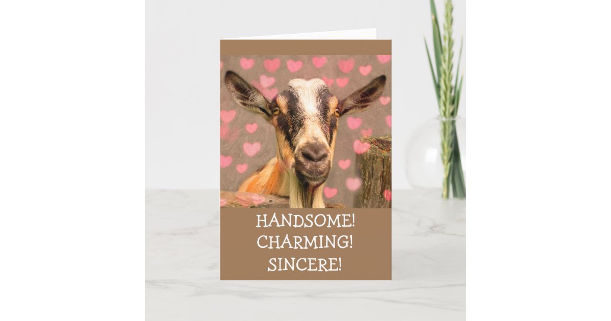 Charming Handsome Goat Valentine's Holiday Card | Zazzle
