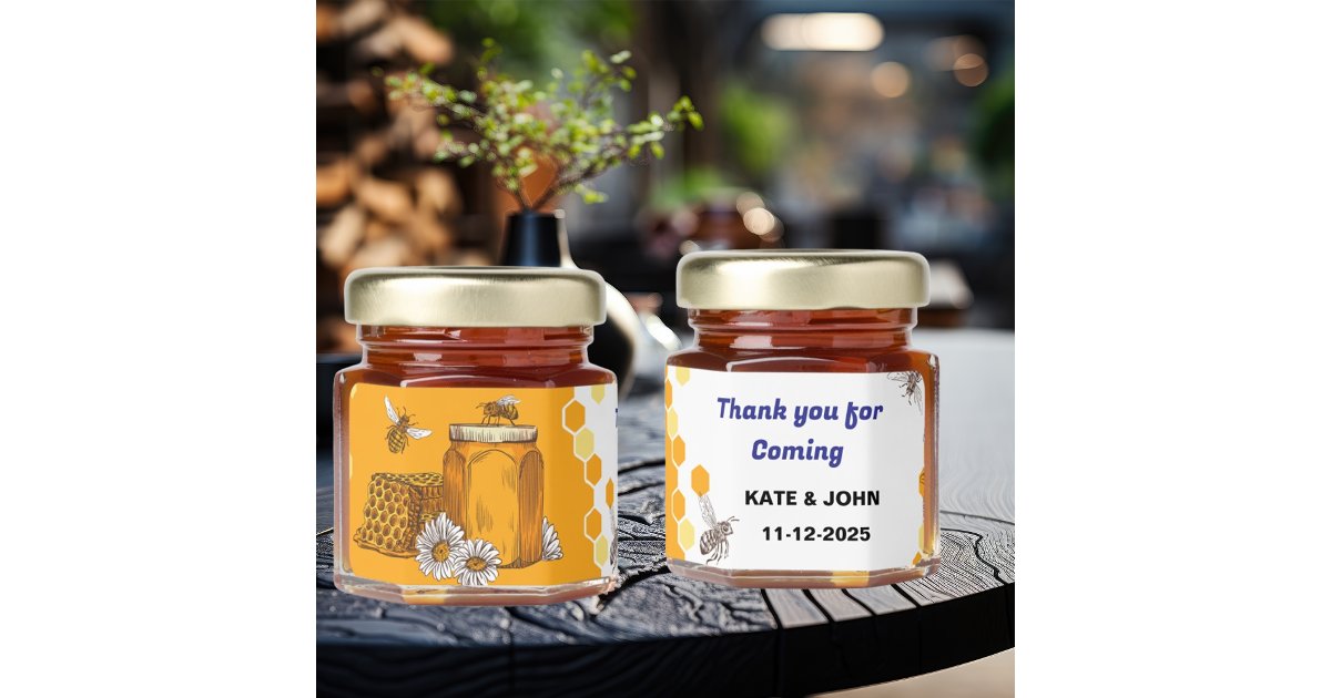 Charming Honey Bee With Customizable Text Label Jar Favors | Zazzle