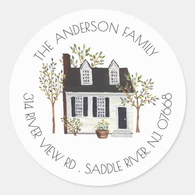 Charming House | New Home Address Label Sticker | Zazzle