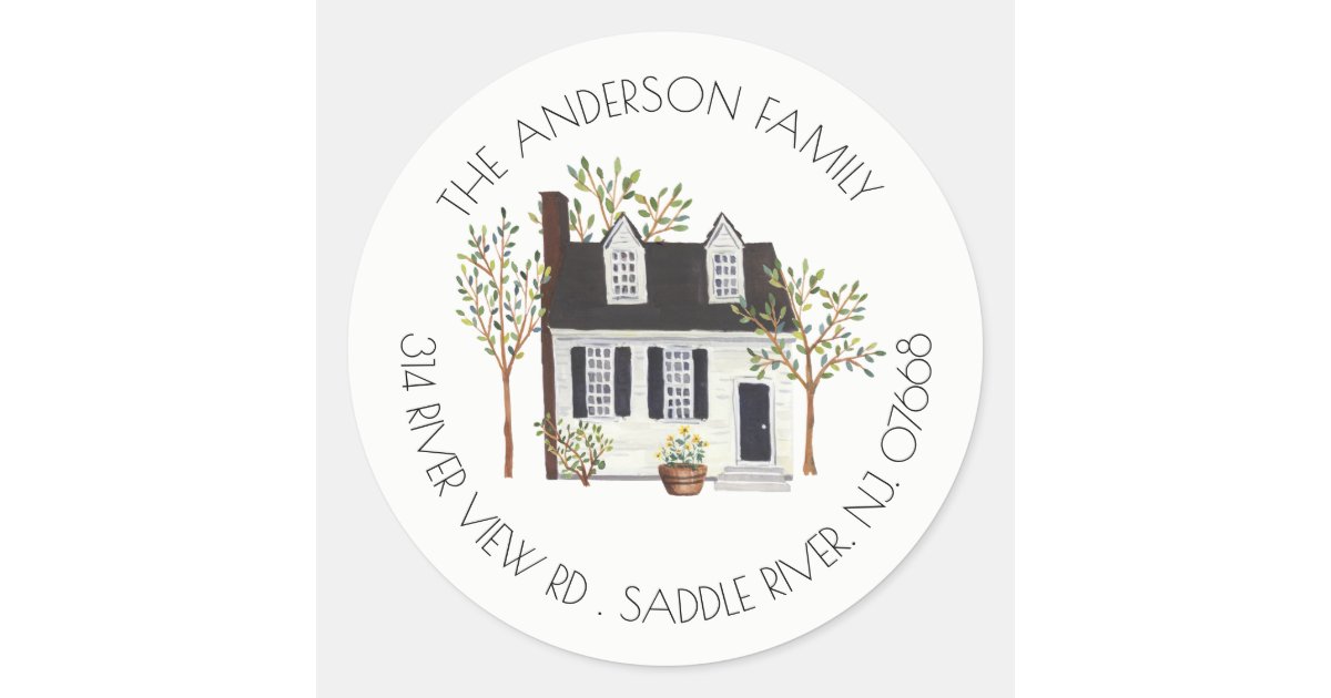 Charming House | New Home Address Label Sticker | Zazzle