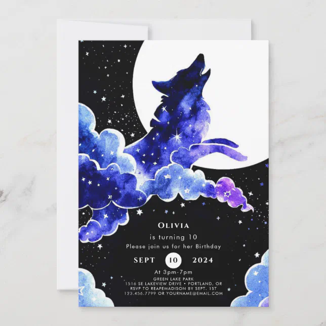 Charming Howling Wolf Birthday Invitation | Zazzle