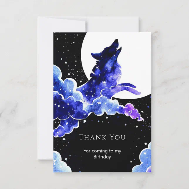 Charming Howling Wolf Birthday Thank You Card | Zazzle