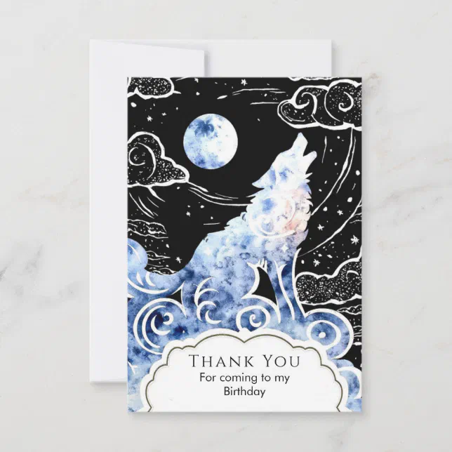 Charming Kids' Wolf Birthday Thank You Card | Zazzle