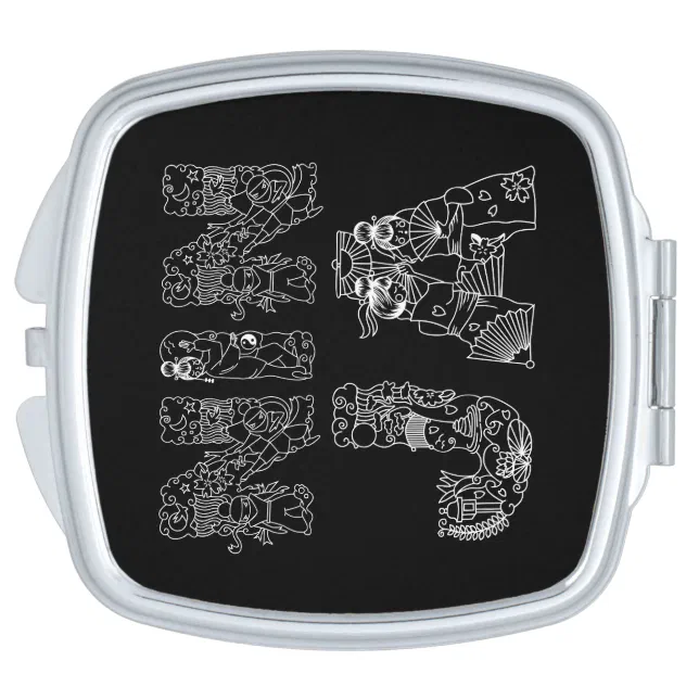 Charming Ninja Text Art Compact Mirror | Zazzle
