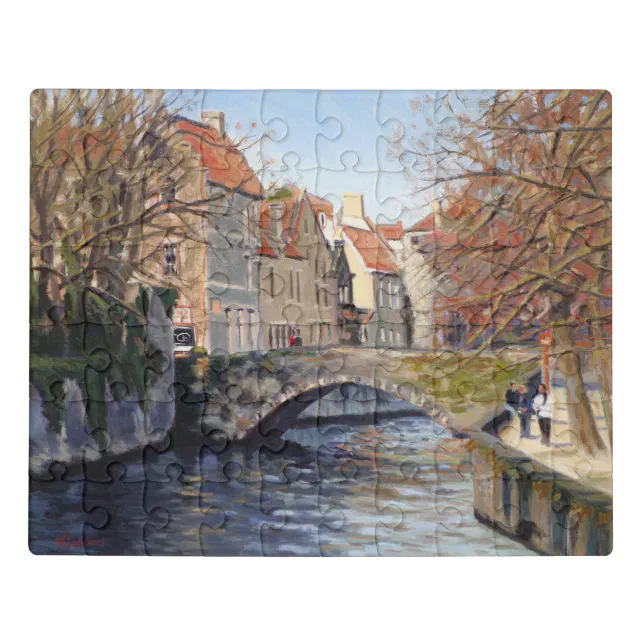 Charming Old Bridge Over Canal in Scenic Bruges Jigsaw Puzzle | Zazzle